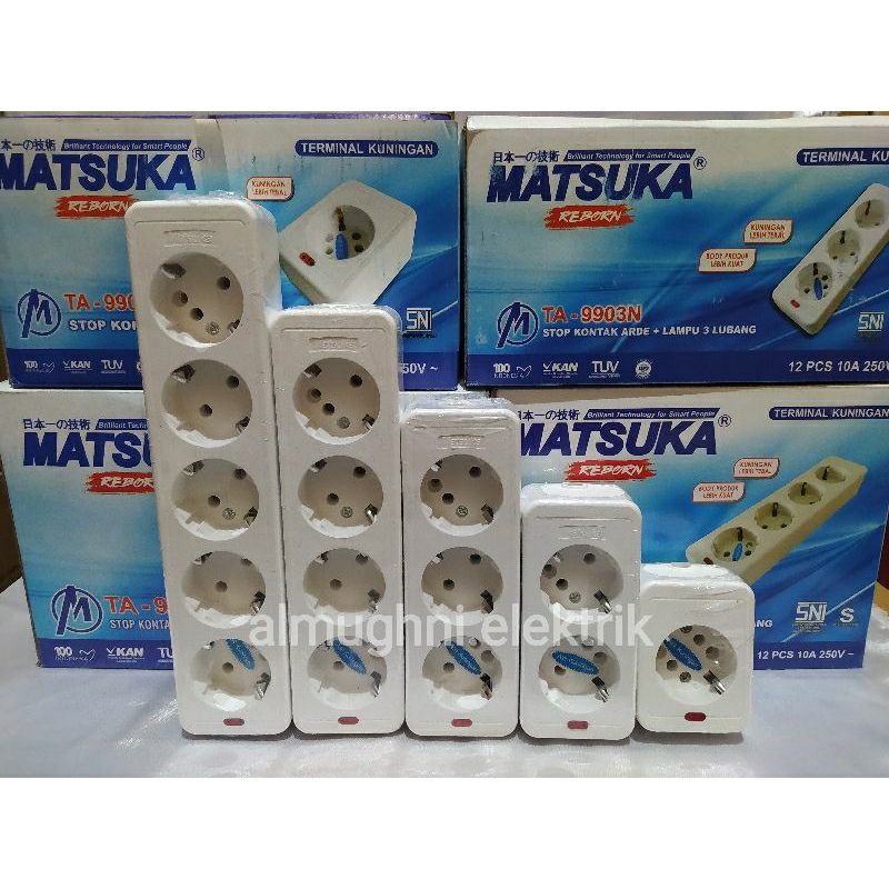 Jual stop kontak arde matsuka 1/2/3/4/5 lobang terminal kuningan ...
