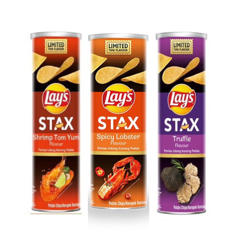 Jual LAYS STAX 135G POTATO CHIPS SHRIMP TOM YUM SPICY LOBSTER TRUFFLE KERIPIK KERUPUK KENTANG ...