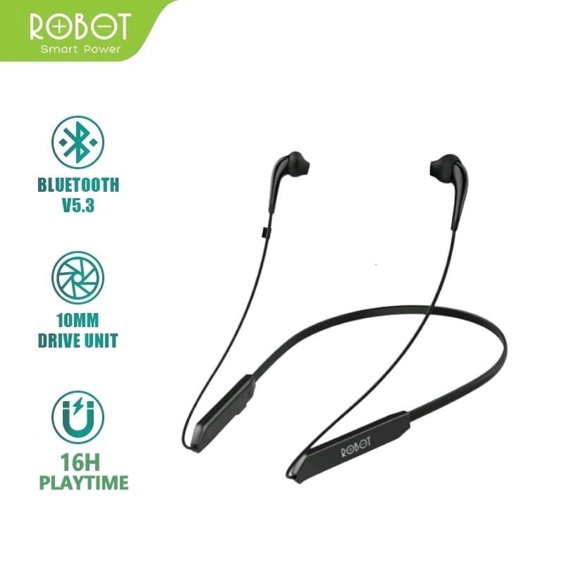 Jual ROBOT SPIRIT N30 HEADSET BLUETOOTH 5.3 NECKBAND PLAY TIME UP TO ...