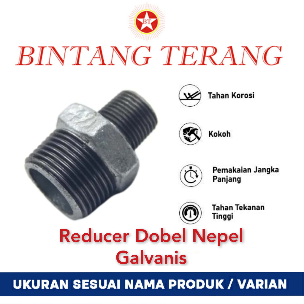 Jual Reducer Dobel Nepel Galvanis 1 x 3/4 / Verlop Double Nepel Besi / Reducer Nipple / Dobel ...