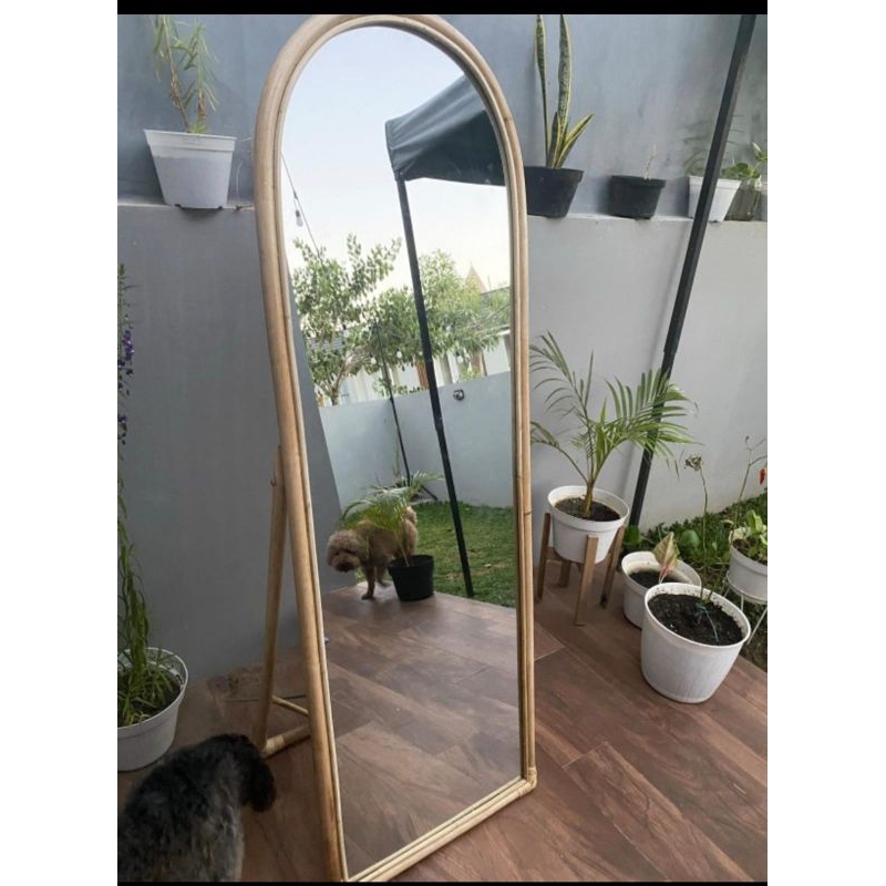 Jual standing mirror rotan 150*50( sdh termasuk packing kayu) | Shopee ...