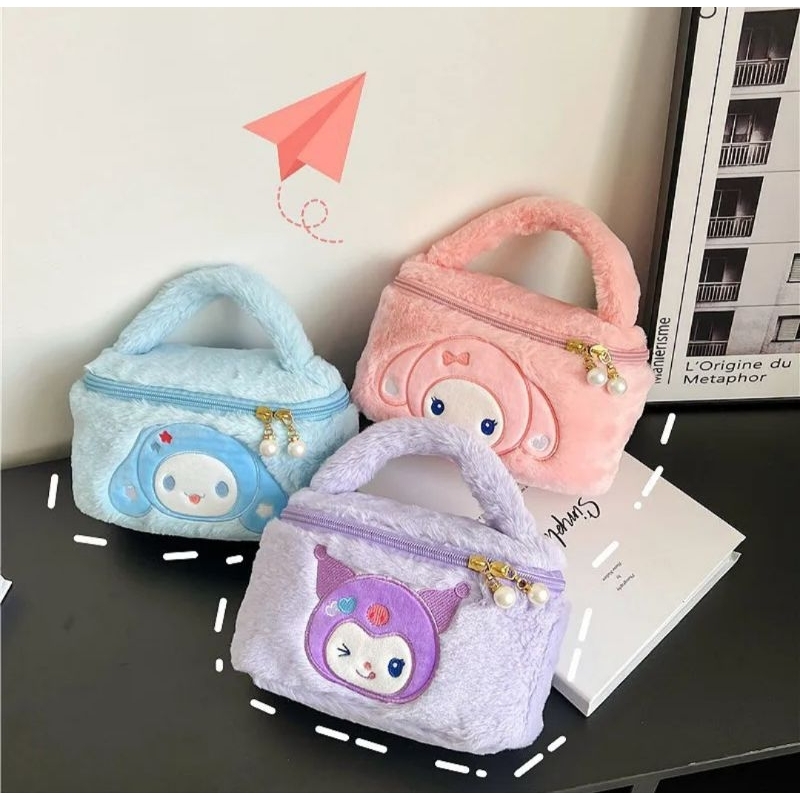 Jual Lovely- Tas kosmetik karakter sanrio bulu fluffy / tas serbaguna ...