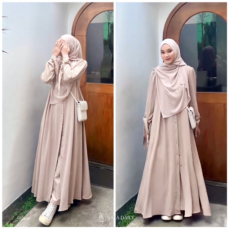 Jual ZEA DRESS X OUTER | Gamis Daily | Long Outer | Gamis Outer | Outer ...