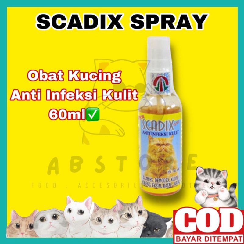 Jual SCADIX SPRAY CAT - Obat Anti Infeksi Kulit Kucing Scabies Demodex ...