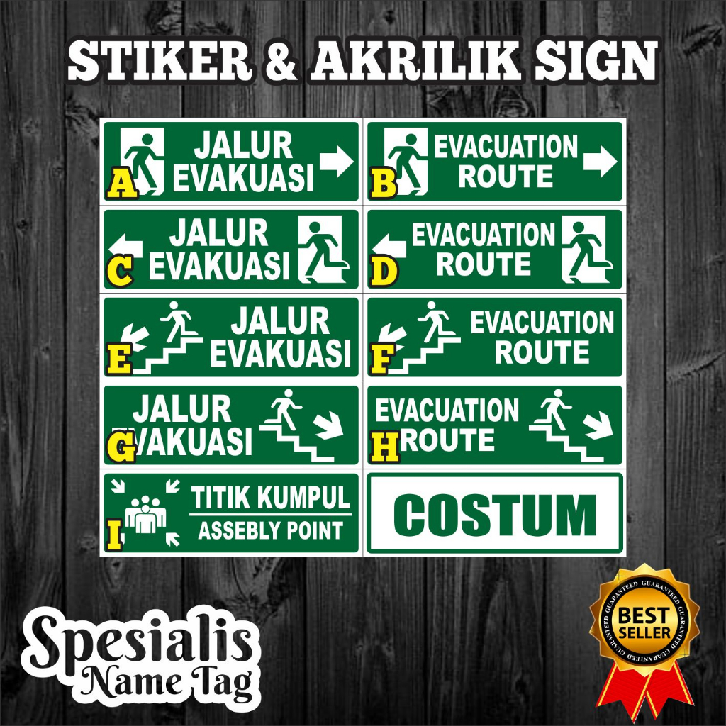 Jual UV Print AKRILIK SIGN DAN STIKER JALUR EVAKUASI WATERPROOF/ STIKER ...