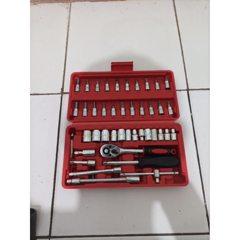 Jual kunci set socket 46pcs + obeng socket / Tool kits set berkualitas | Shopee Indonesia