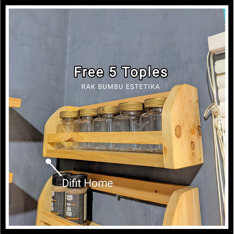 Jual Rak bumbu dapur kayu rak dinding | Shopee Indonesia