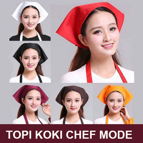 Jual TOPI KOKI WANITA TOPI CHEF SEGITIGA TOPI MASAK POLOS TOPI KARYAWAN ...