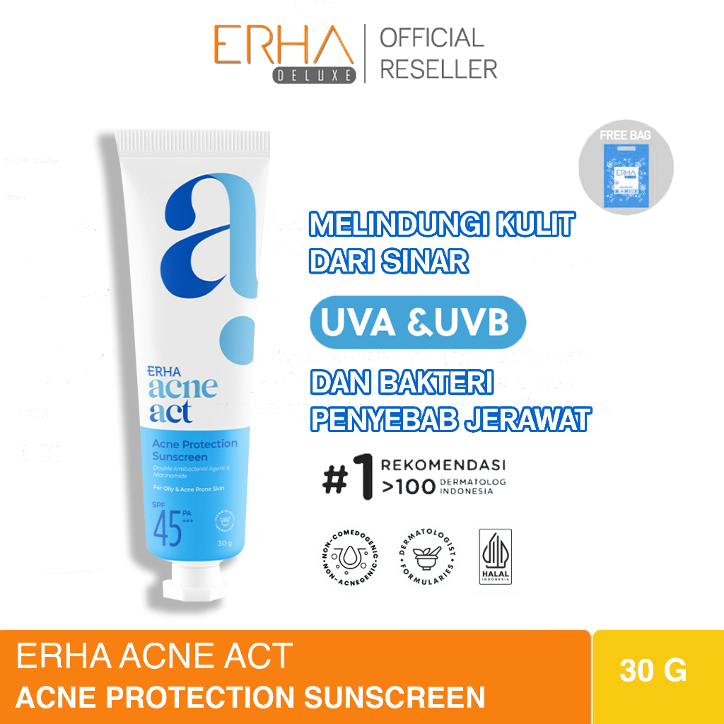 Jual ERHA Sunscreen Wajah Jerawat - AcneAct Acne Protection Sunscreen ...