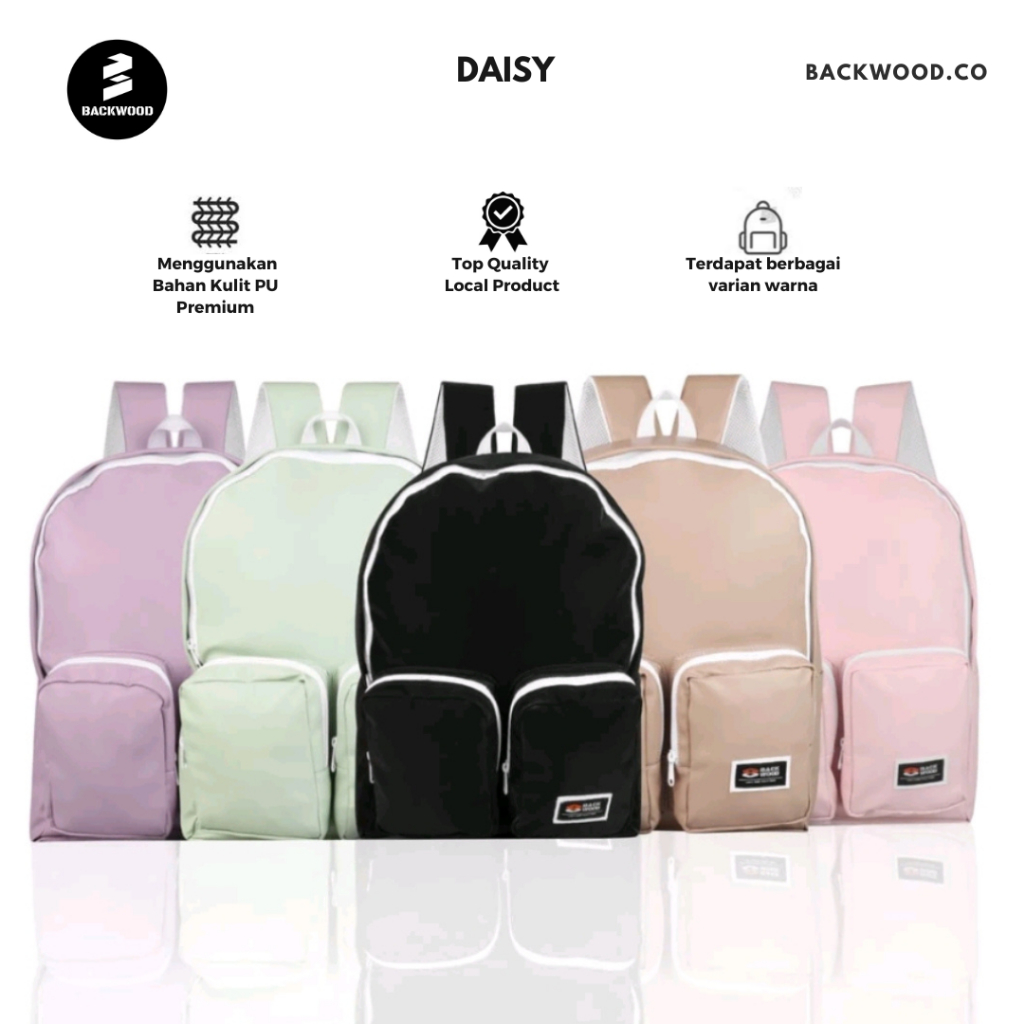Jual BACKWOOD tas ransel Daisy backpack unisex tas kulit PU premium ...