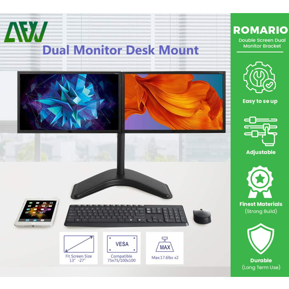 Jual ROMARIO MS01N Bracket Monitor Meja Dual Monitor 10-30 Inch ...