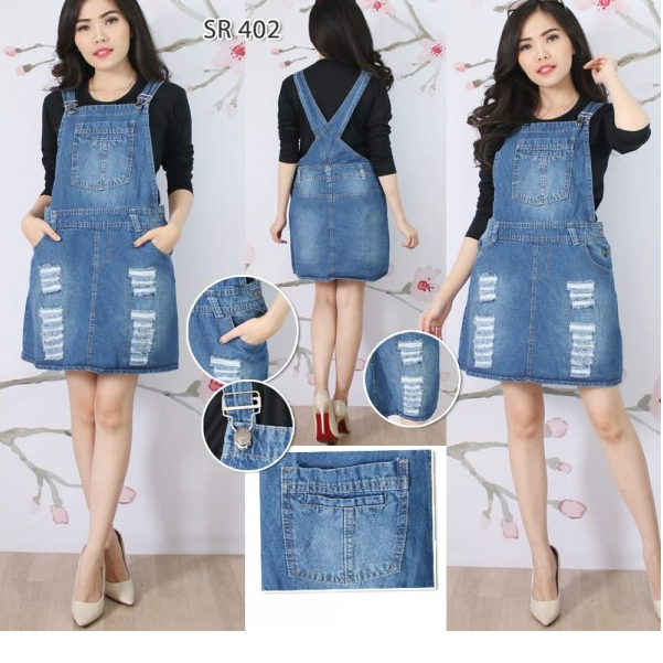 Jual ROK KODOK JEANS SOBBEK WANITA / OVERALL JEANS PREMIUM IMPORT M L ...