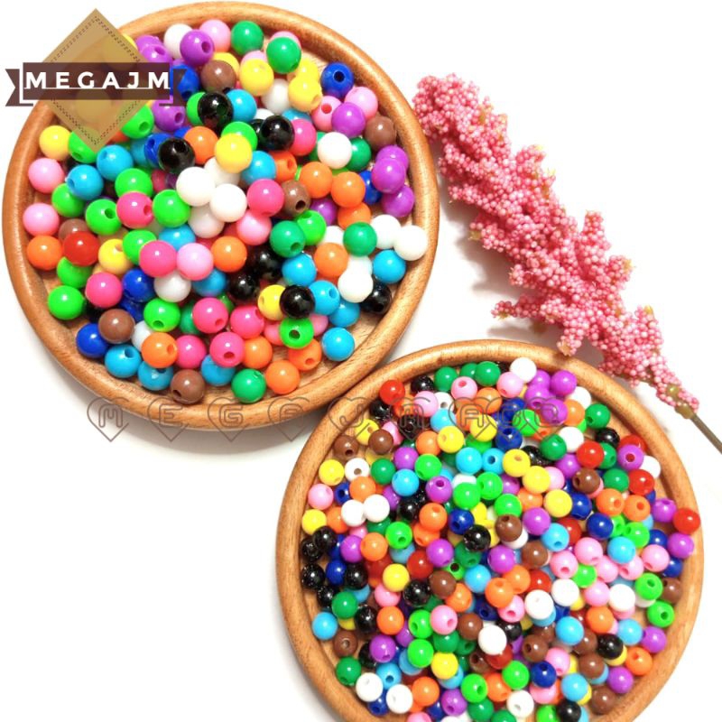 Jual {20grm}Mote Manik Kapur Warna Warni Lebih Cerah Manik Bulat 4mm 6mm 8mm | Shopee Indonesia