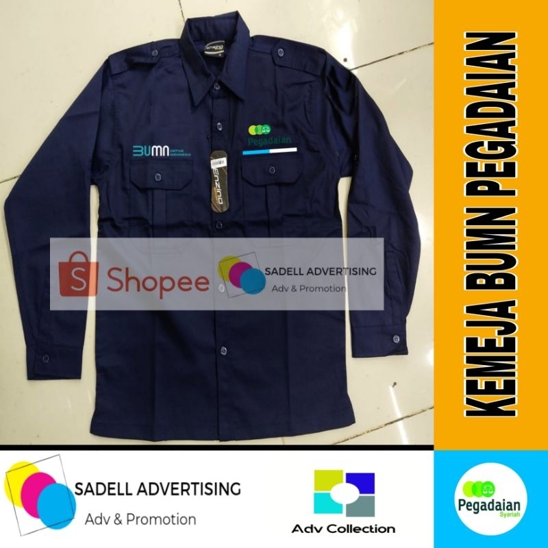 Jual Kemeja Pegadaian Seragam Pegadaian BUMN Navy PDH Lengan Panjang Pria Bordir | Shopee Indonesia