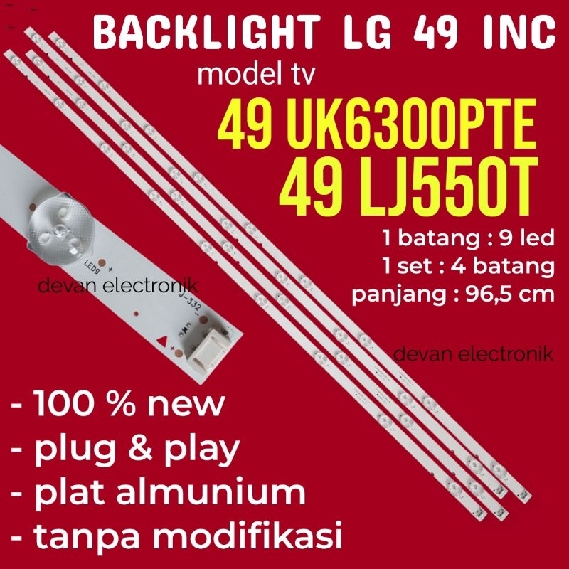 Jual BACKLIGHT TV LED LG 49 INC 49UK6300 49LJ550 T 49UK6300PTE 49LJ550T 49UK 6300 49LJ 550 9K 3V ...