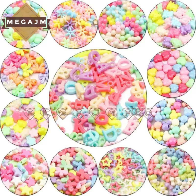 Jual Manik Manik Pastel Mote Akrilik Susu Mote Love, Bintang, Kupu ...