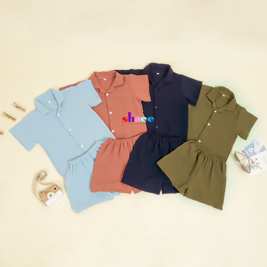 Jual KEMEJA ANAK POLOS LENGAN PENDEK LAKI-LAKI 1-4 tahun -Shaee kids ...