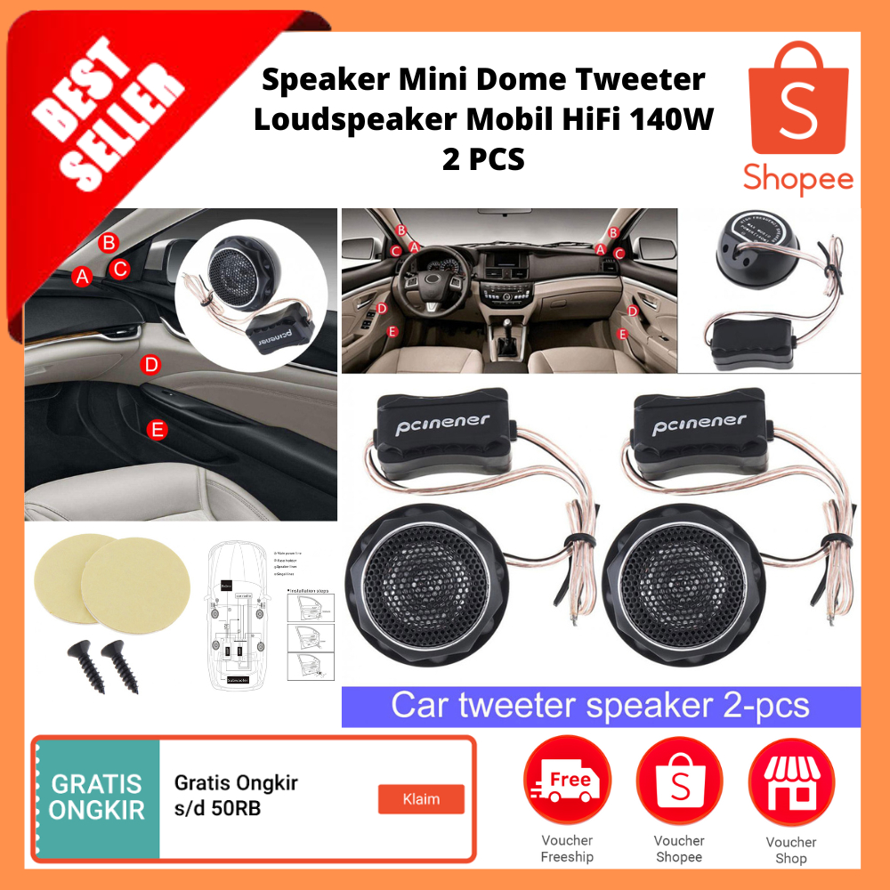 Jual Speaker Mini Dome Tweeter Loudspeaker Mobil HiFi 140W 2 PCS ...