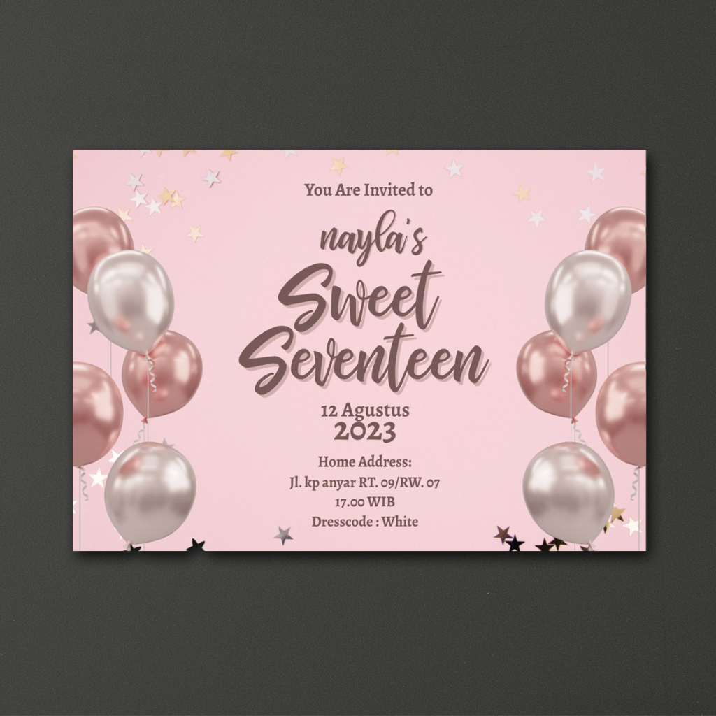 Jual Undangan ulang tahun Pink White desain / Cetak undangan ultah tema ...