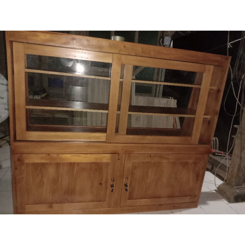 Jual MEJA SAJI ALMARI DISPLAY SLIDING MINIMALIS MEJA LAPAK PINTU GESER ...