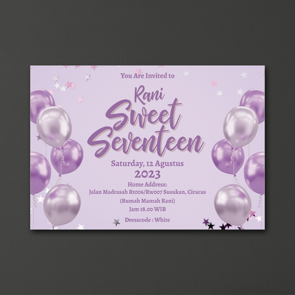 Jual Undangan ulang tahun Pink White desain / Cetak undangan ultah tema ...