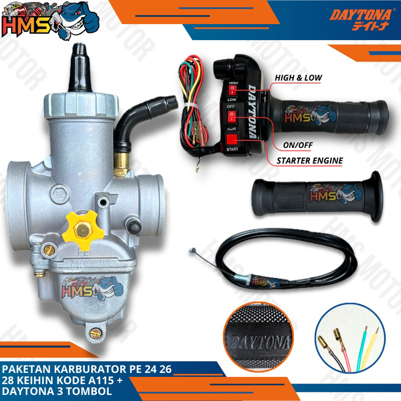 Jual PAKET Murah Karburator NSR Keihin PE 28 26 24 A115 Dan Gas Spontan Daytona Tombol POLOS ...