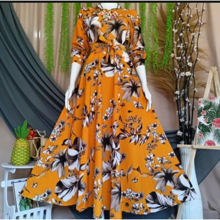 Jual GAMIS KATUN MOTIF BUNGA TERBARU BAJU GAMIS PESTA MEWAH KEKINIAN ...