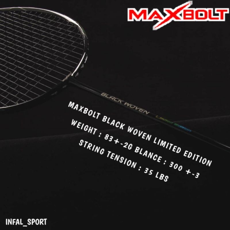Jual Raket Badminton Maxbolt Original Black Woven Limited Edition 35 ...