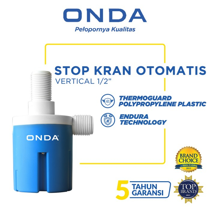 Jual Stop Kran Otomatis Vertical 1/2 Inch Pelampung Otomatis 1/2" Onda ...