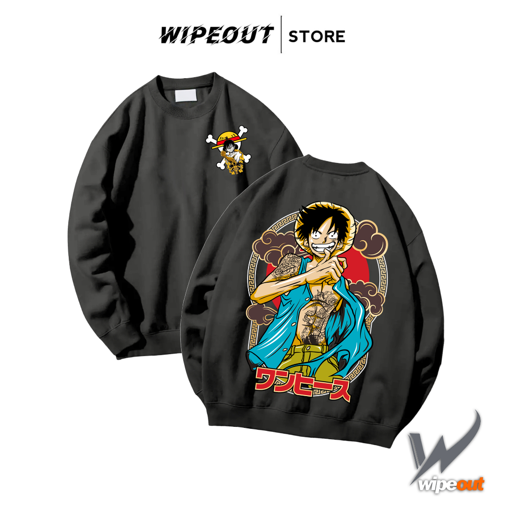 Jual Switer One Piece X Wipeout Monkey D Luffy Anime - Black | Shopee ...