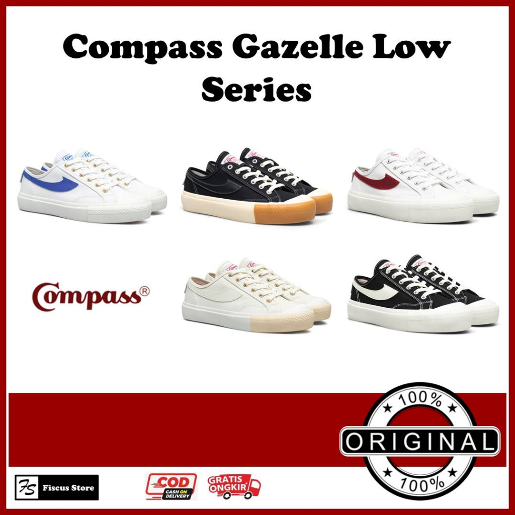 Jual [ORIGINAL] Sepatu Compass Gazelle Low White Blue / Black Gum ...