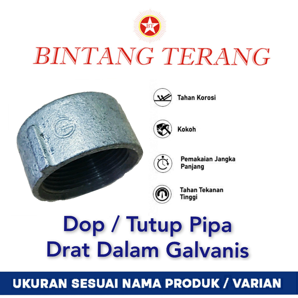 Jual Tutup Dop Galvanis 11/4" / Tutup Drat Dalam Besi / Cap Besi ...