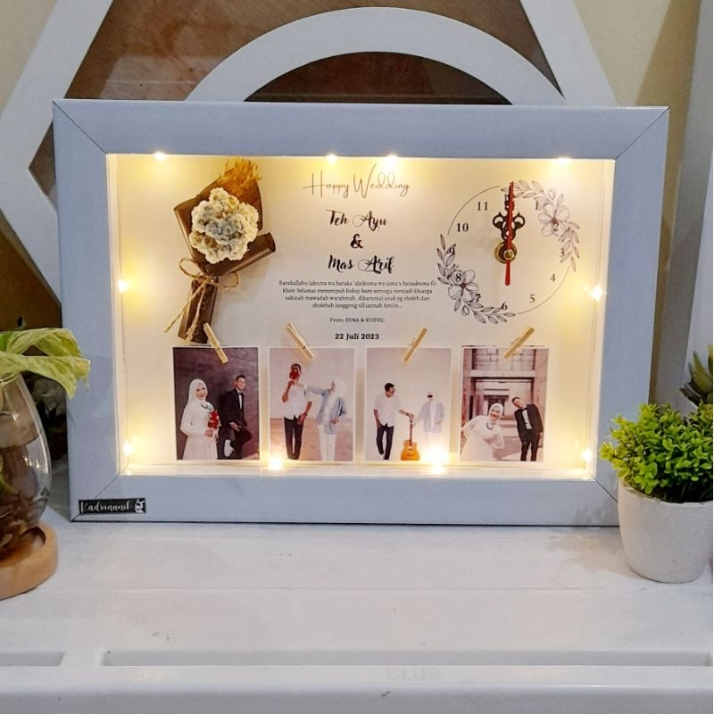 Jual flower in frame foto timbul jam hidup cocok untuk kado wedding ...