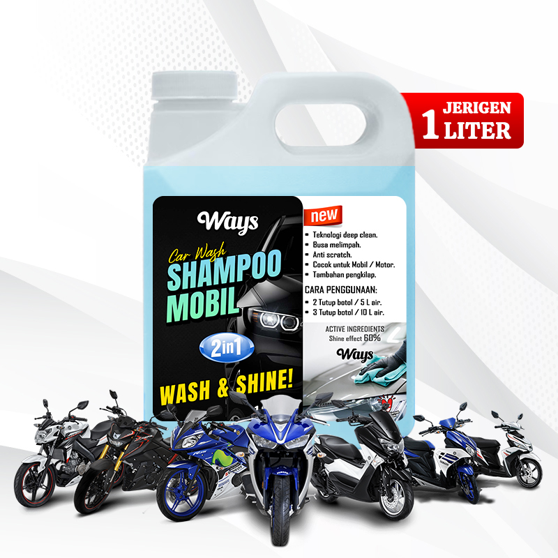 Jual A050 | WAYS 2in1 Shampoo + Pengkilap Mobil Motor / Sabun Sampo ...