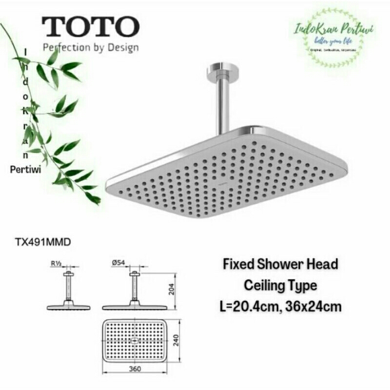 Jual Shower Mandi TOTO TX491MMD Ceiling Type / Fixed Shower Head TOTO TX491MMD | Shopee Indonesia