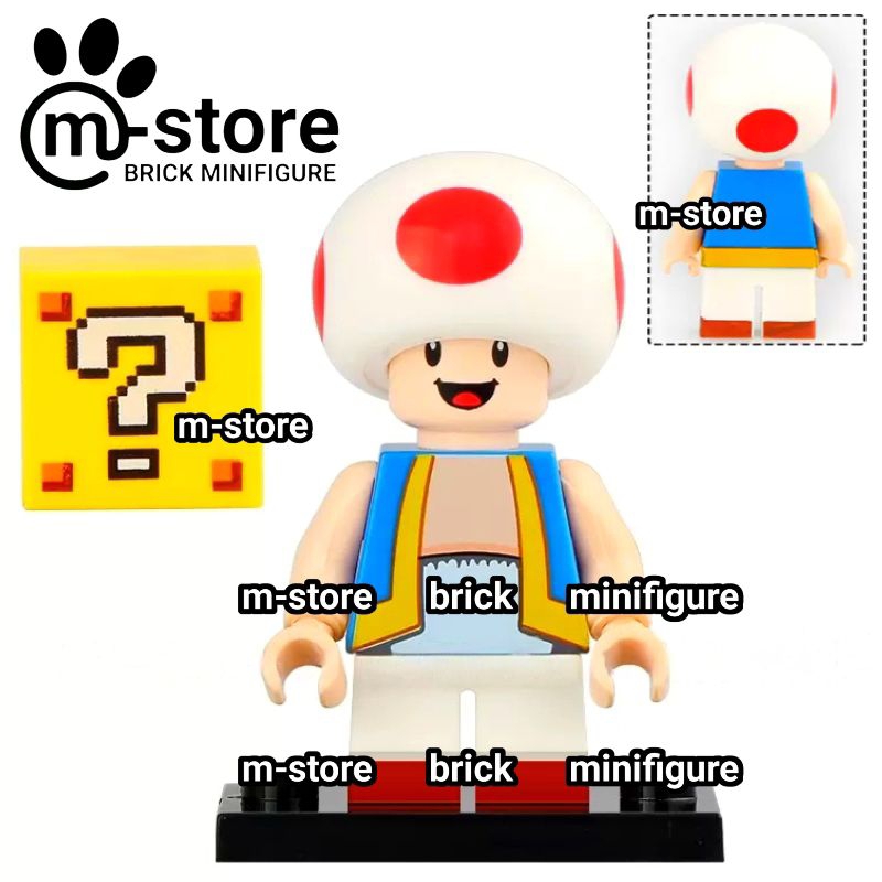 Jual brick super mario bros toad kinopio mini toy figure | Shopee Indonesia