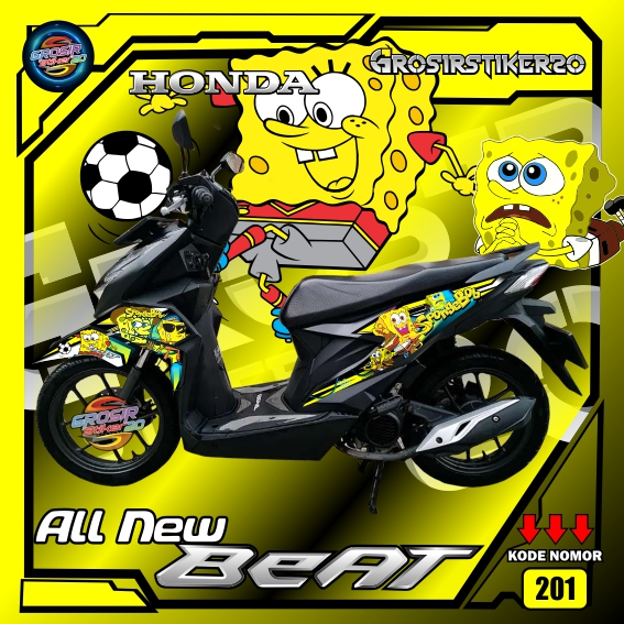 Jual STRIPING VARIASI HONDA BEAT NEW DELUXE MOTIF SPONGEBOB / STIKER ...