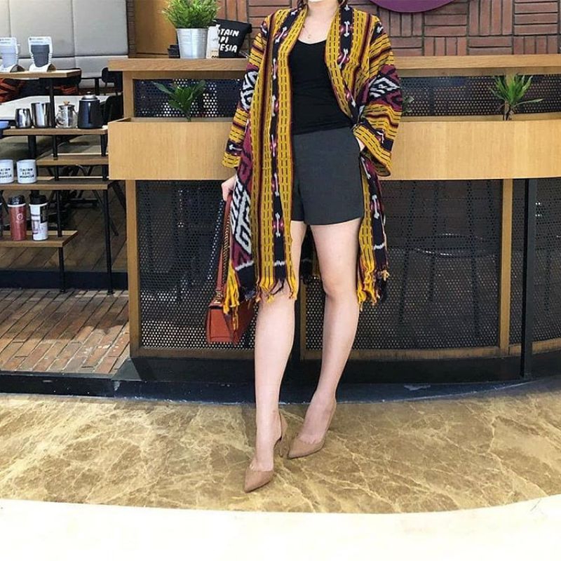 Jual CARDIGAN TENUN LONGGAR SWITER 2SAKU MOTIF ETHNIC | Shopee Indonesia