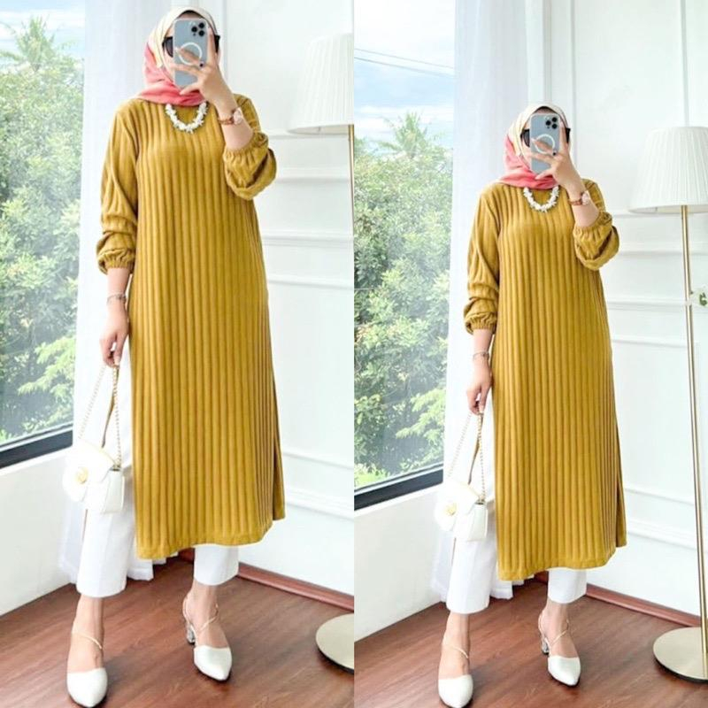Jual LONG TUNIK KNIT CATHERINE JUMBO / Long tunik knit hornet LD 130cm ...
