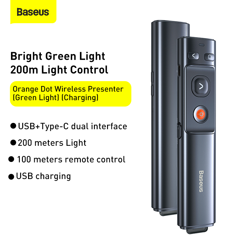 Jual Baseus Wireless Laser Hijau Green Presenter Pointer USB C Original ...