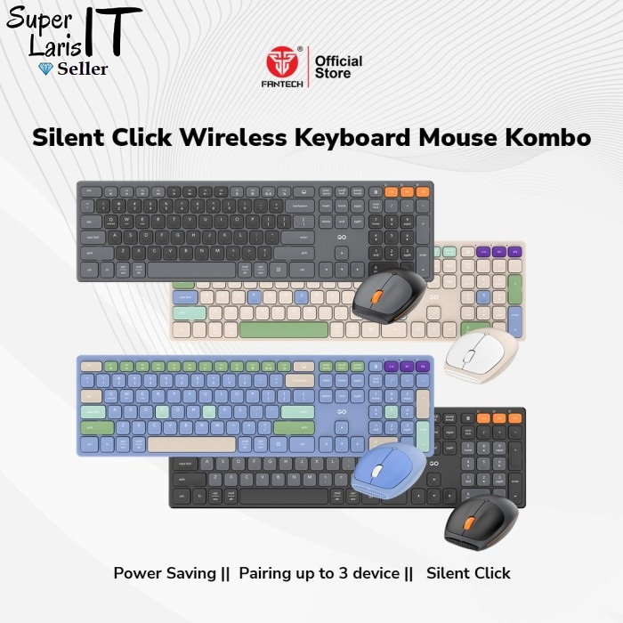 Jual Fantech GO POP WK895 Keyboard Mouse Combo Wireless Silent Click | Shopee Indonesia