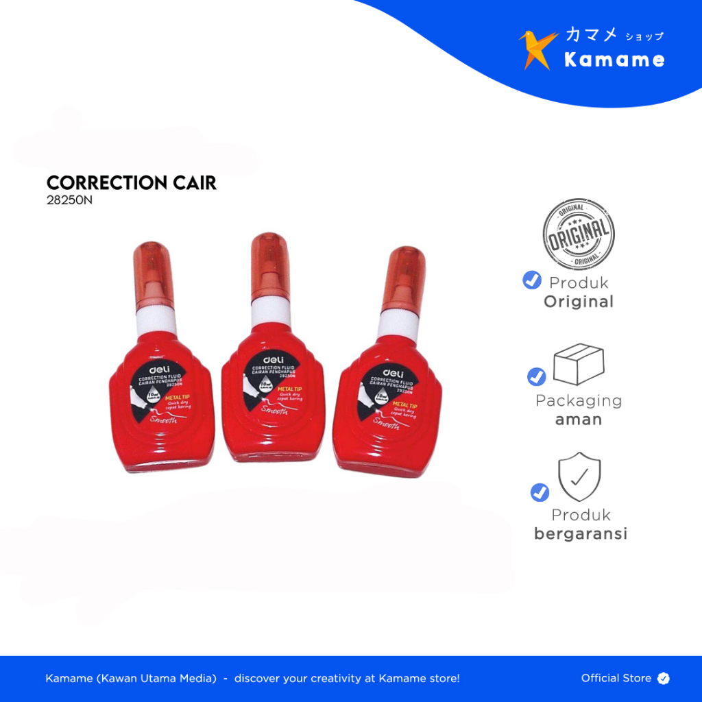 Jual Deli Corection Fluid - Tipe-x Cair 12ml 28250 Ujung Besi Tipe -x ...