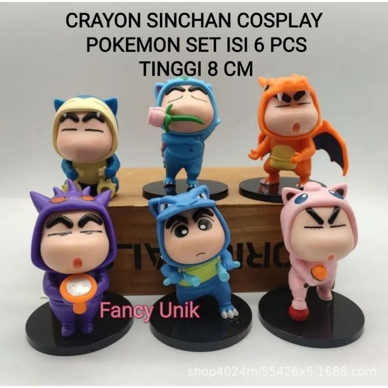 Jual Action Figure Crayon Shin Chan Cosplay Pokemon Set Isi 6 Pcs ...
