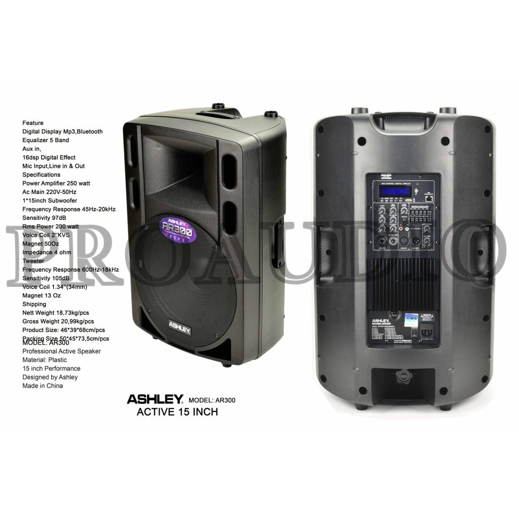 Jual Speaker Aktif 15 Inch Ashley AR 300 AR300 1 Set / 2 Unit Original | Shopee Indonesia