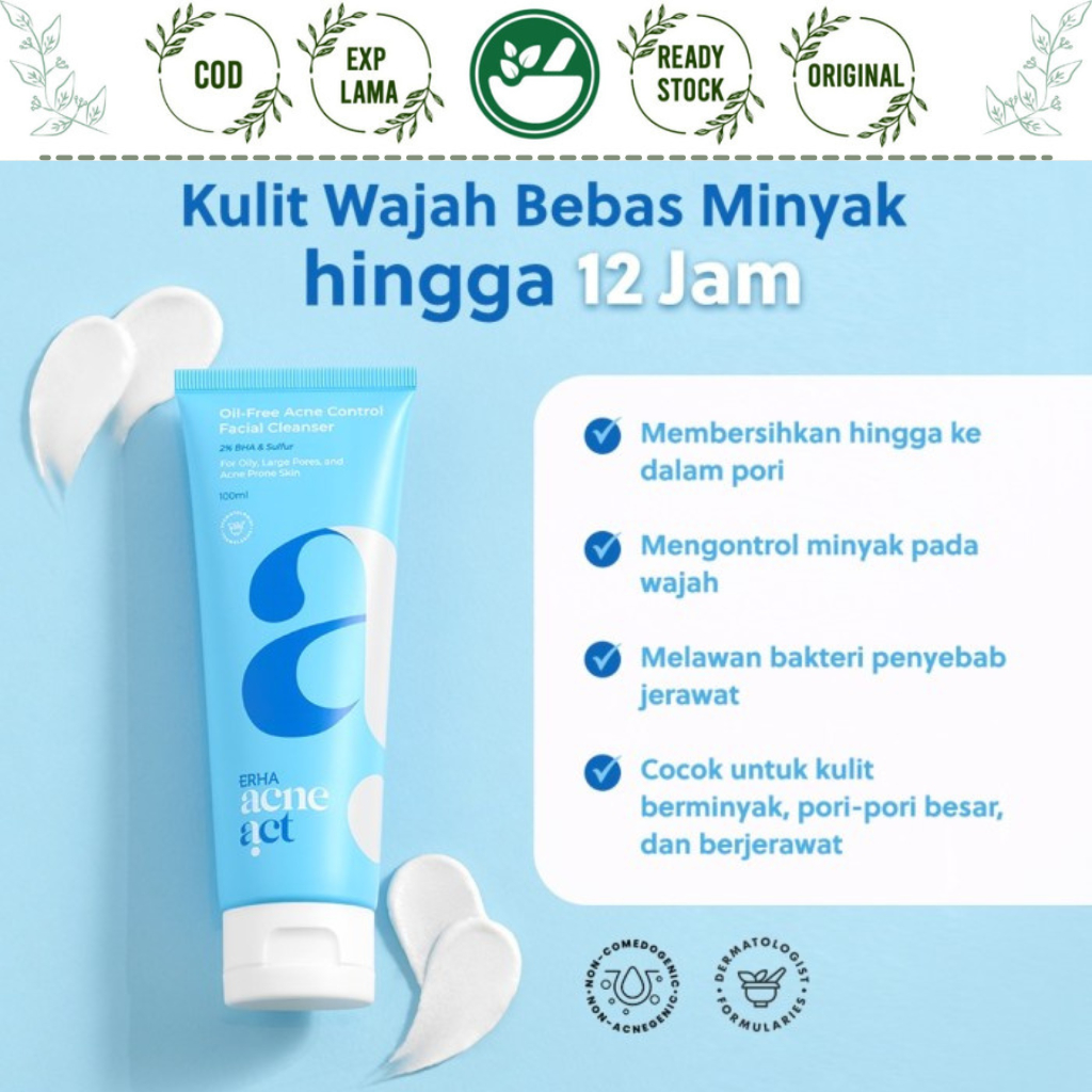 Jual ERHA ACNEACT OIL FREE ACNE CONTROL FACIAL CLEANSER SABUN CUCI MUKA ...