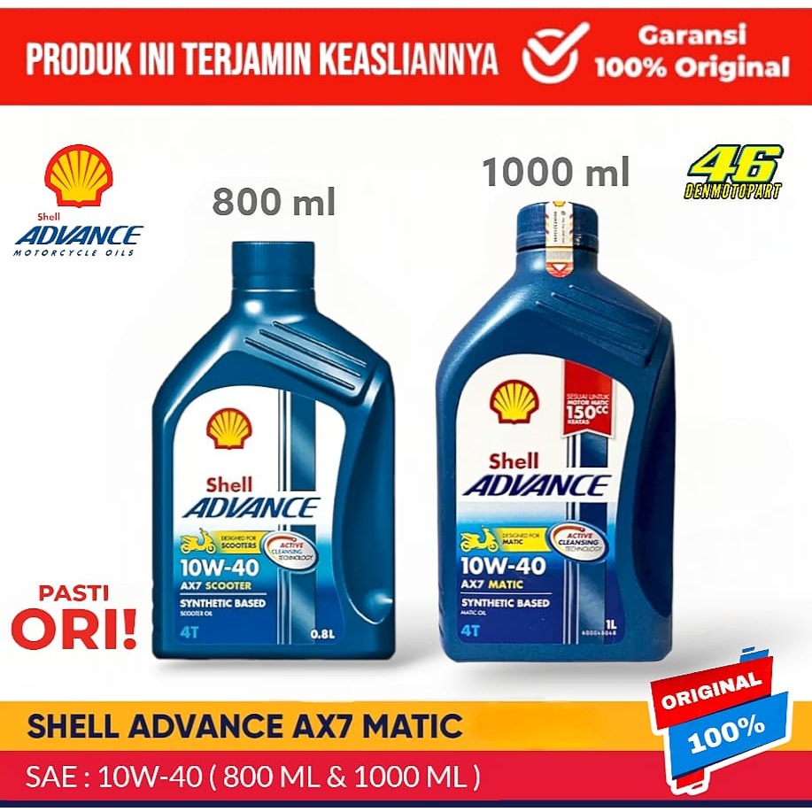 Jual Oli Mesin 100% Original SHELL ADVANCE SCOOTER AX7 MATIC [ 10W-40 ...