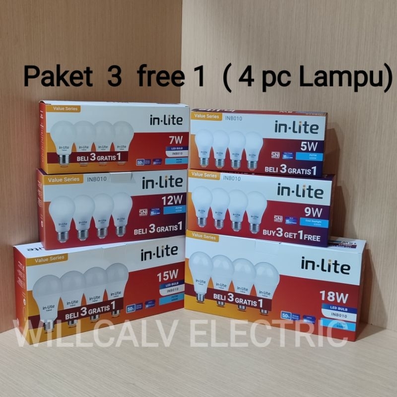 Jual Lampu led Inlite In-Lite paket 3 free 1 ( 4 pc) 5W 7W 9W 12W 15W ...