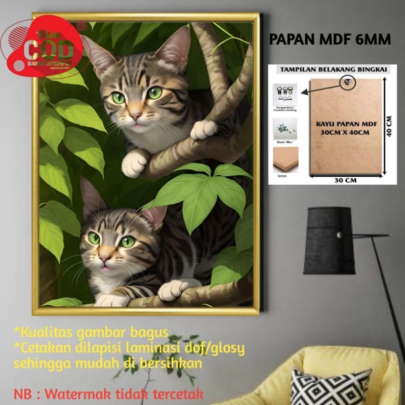 Jual Poster dua kucing loreng lucu cocok untuk hiasan dinding atau ...
