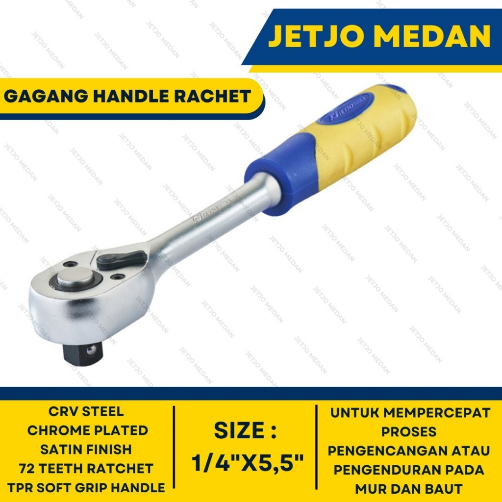 Jual Jetjo - Gagang Ratchet 72 gerigi 1/4" x 5,5" Gagang Rachet LAKONI ...