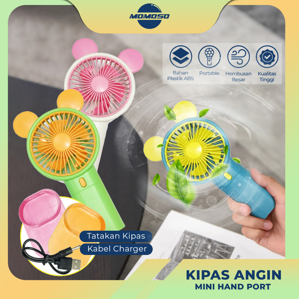 Jual MOMOSO Kipas Angin Mini Fan Genggam Portable/Kipas 2 IN 1Stand ...